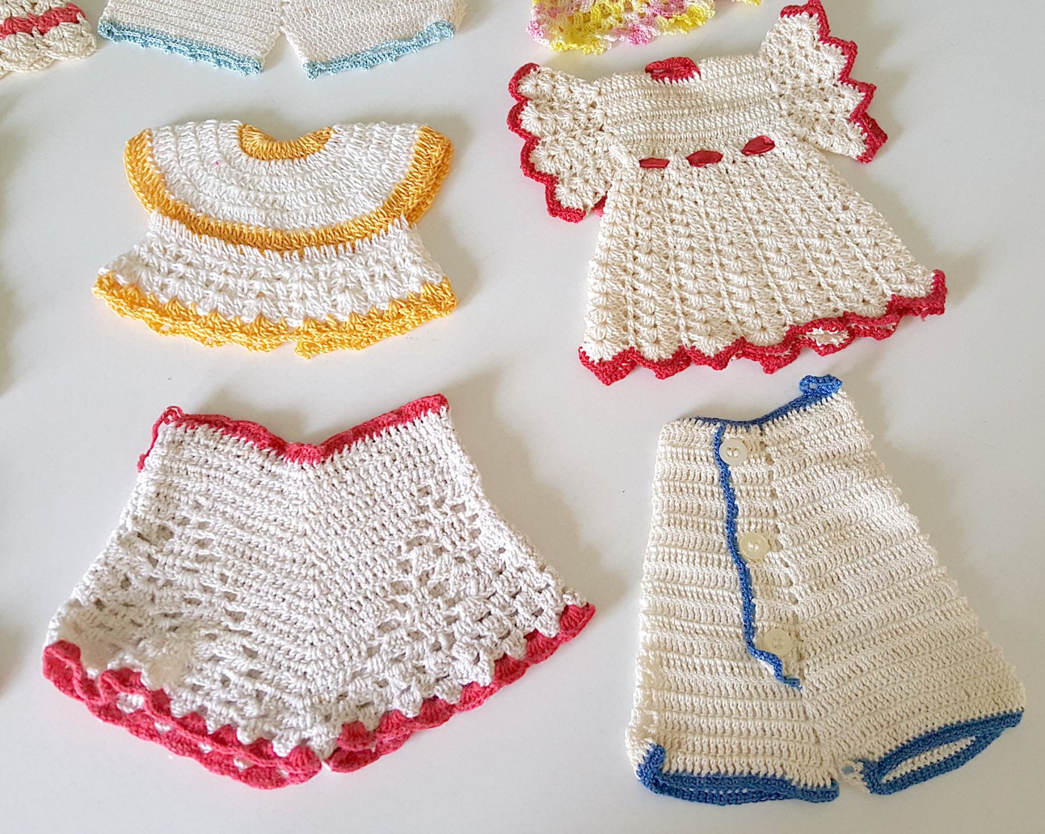 Vintage 1940s-50s Crochet Dress / Knickers Hot Pad Collection of 9