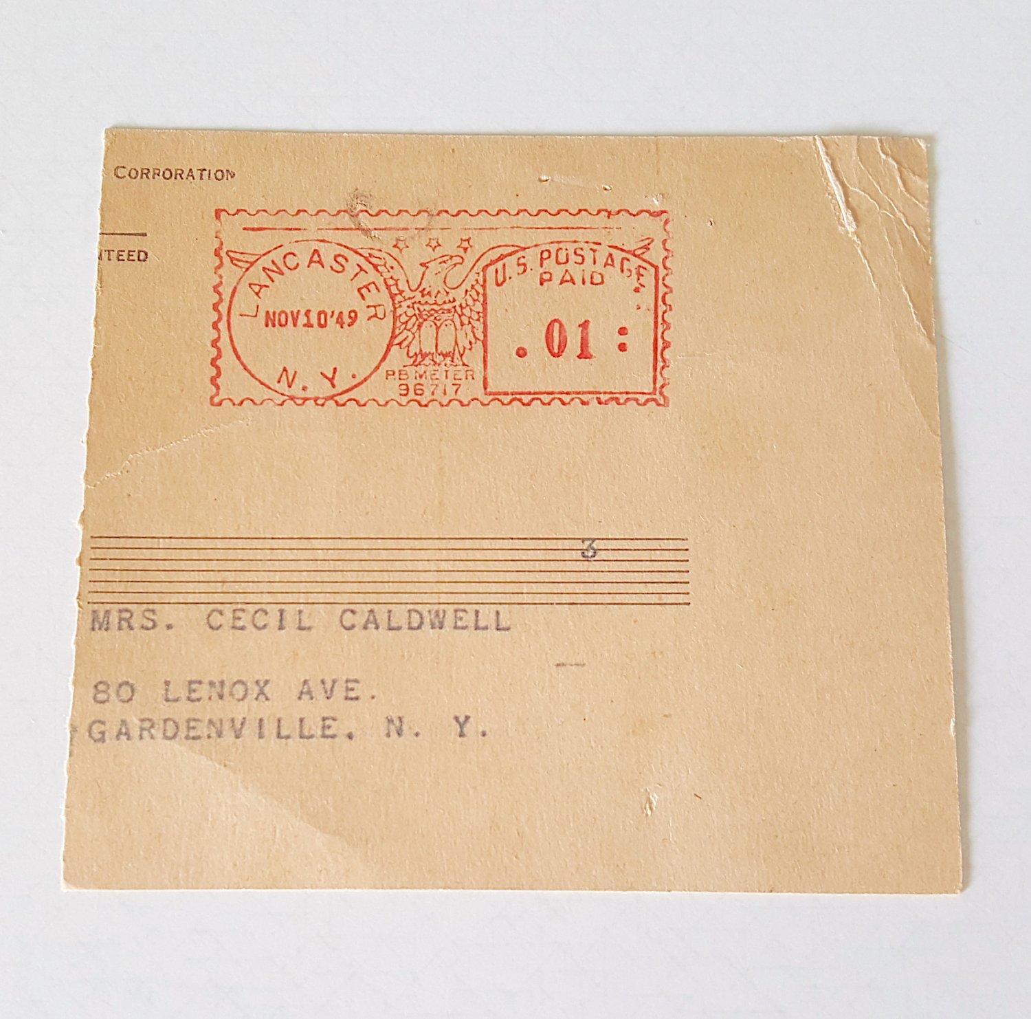 VINTAGE 1949 NYSEG Electric Utility Bill Postcard Ephemera - Buffalo NY