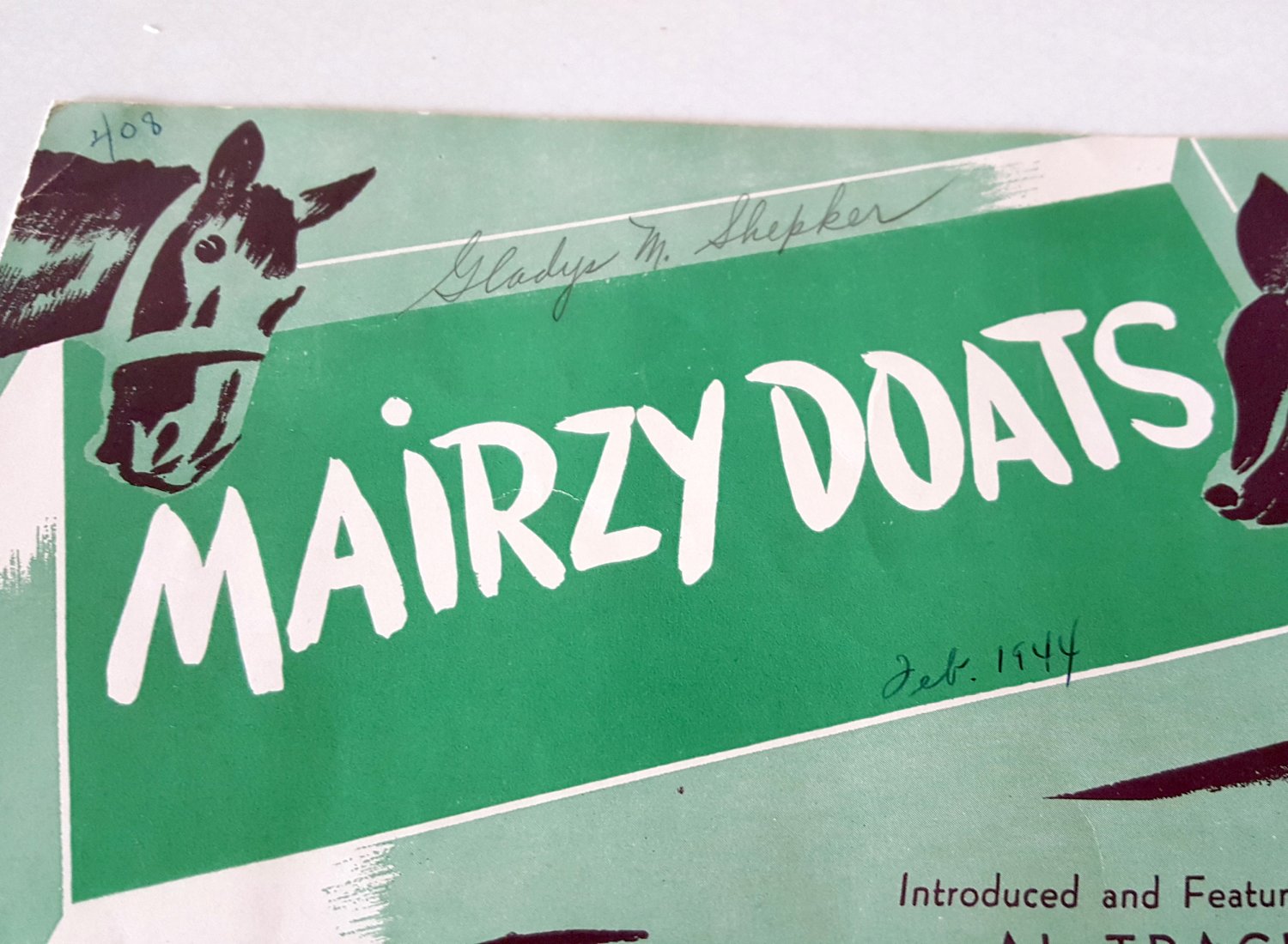 Vintage 1943 Mairzy Doats Sheet Music