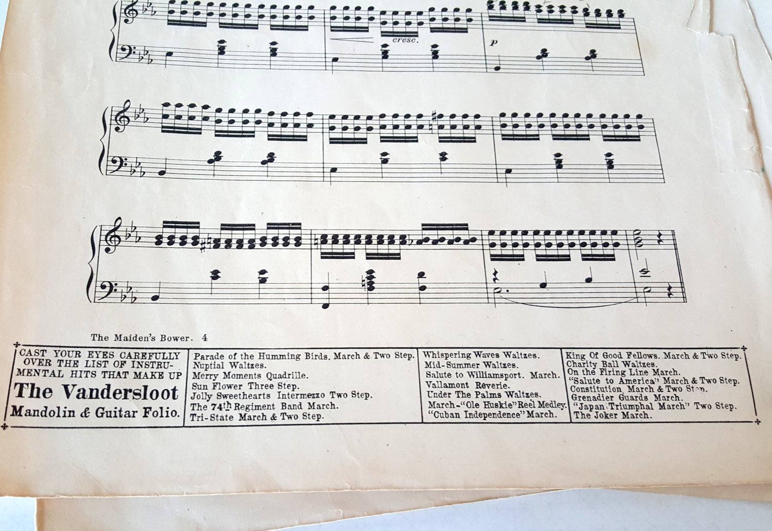 Vintage 1908 The Maiden's Bower Reverie Sheet Music