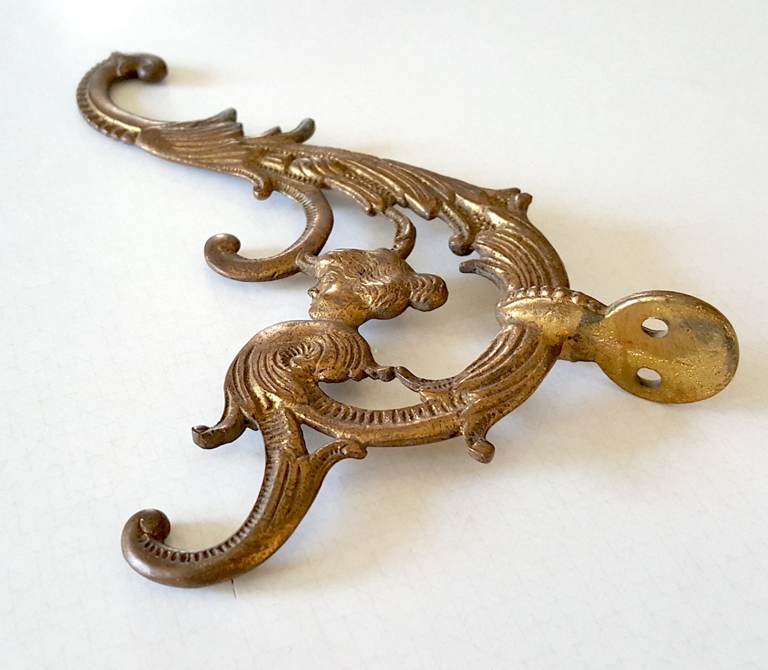 Antique Brass / Ormolu Cast Scroll Hook