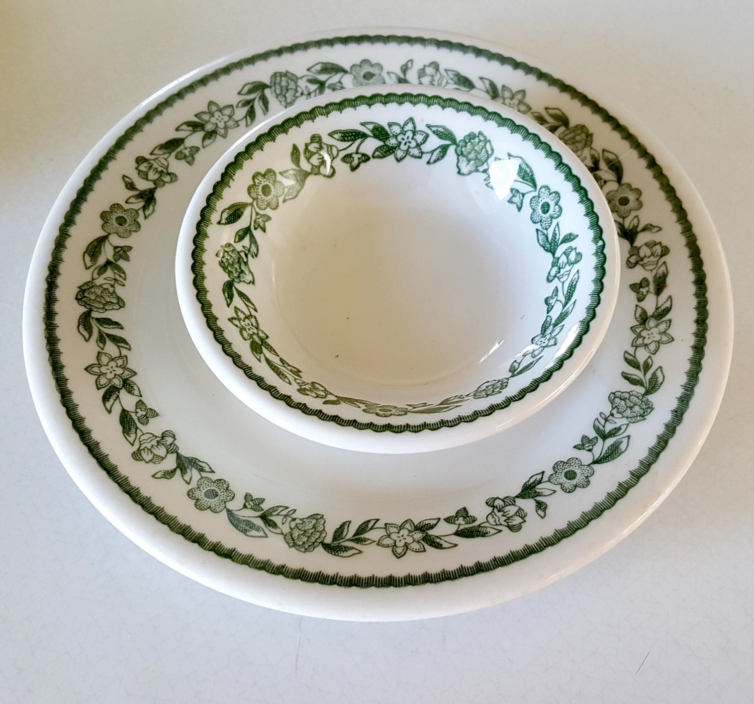 Vintage Buffalo China Kenmore Green BUF43 Berry Bowl & Bread Plate ...