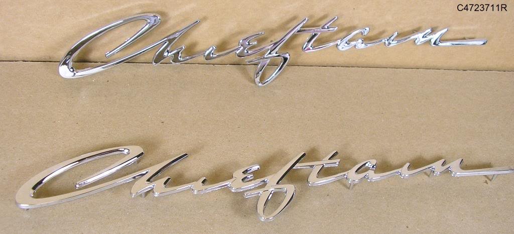 1958 Pontiac Chieftain NOS door & panel emblem pair