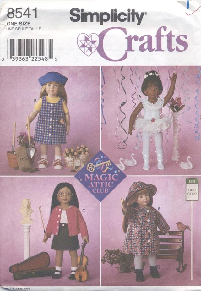 Magic Attic 18” (45.5 cm) Doll Outfits, Simplicity Crafts 8541