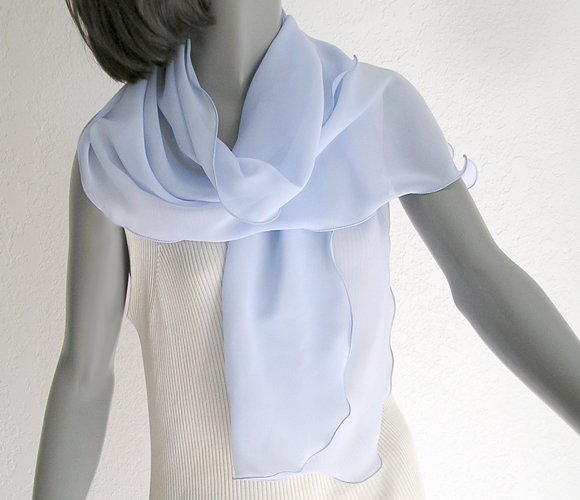 Periwinkle Blue Silk Scarf Hyacinth Hydrangea, Hand Dyed Chiffon.