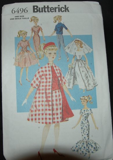 Butterick 6496 Craft Sewing Pattern for 11 1/2" Doll Dresses