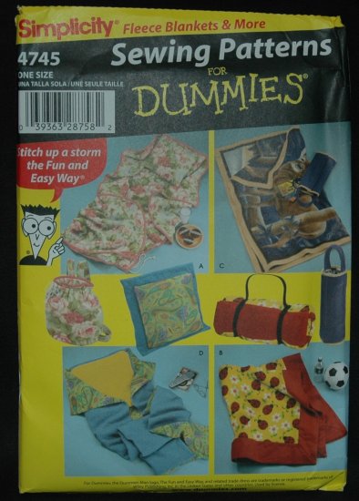 Simplicity 4745 SEWING PATTERN FOR DUMMIES-FLEECE BLANKETS & MORE