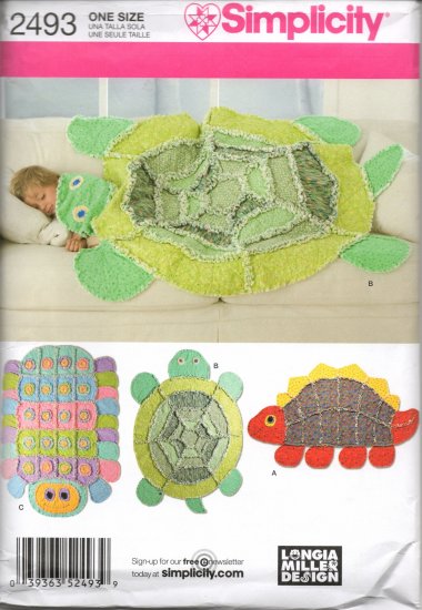 SIMPLICITY 2493 - SEWING PATTERN FOR RAG QUILT-TURTLE, CATERPILLAR ...