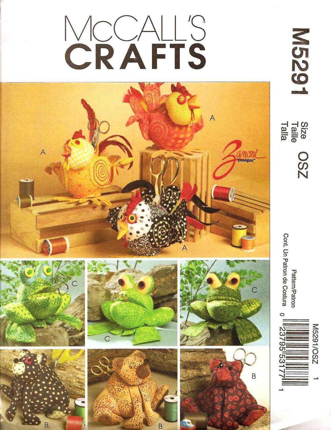 McCall's M5291 Craft SEWING PATTERN FOR ANIMAL SEWING CADDIES