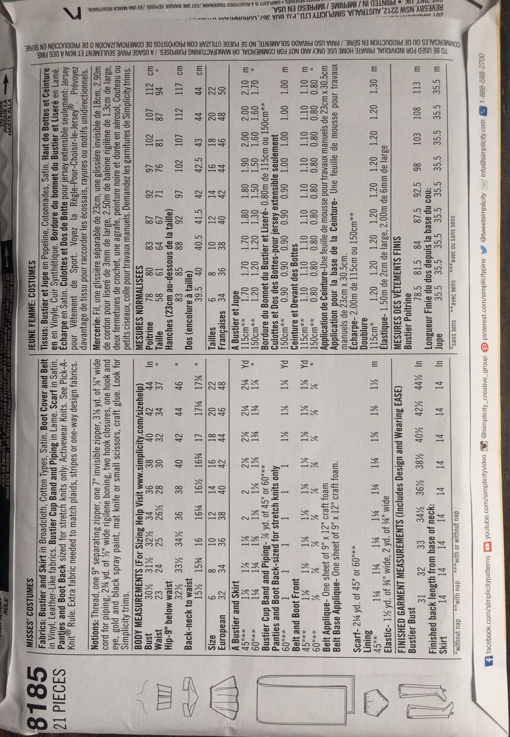 SIMPLICITY 8185 SEWING PATTERN FOR MISSES' COSTUME-DC Comics Bombshell ...