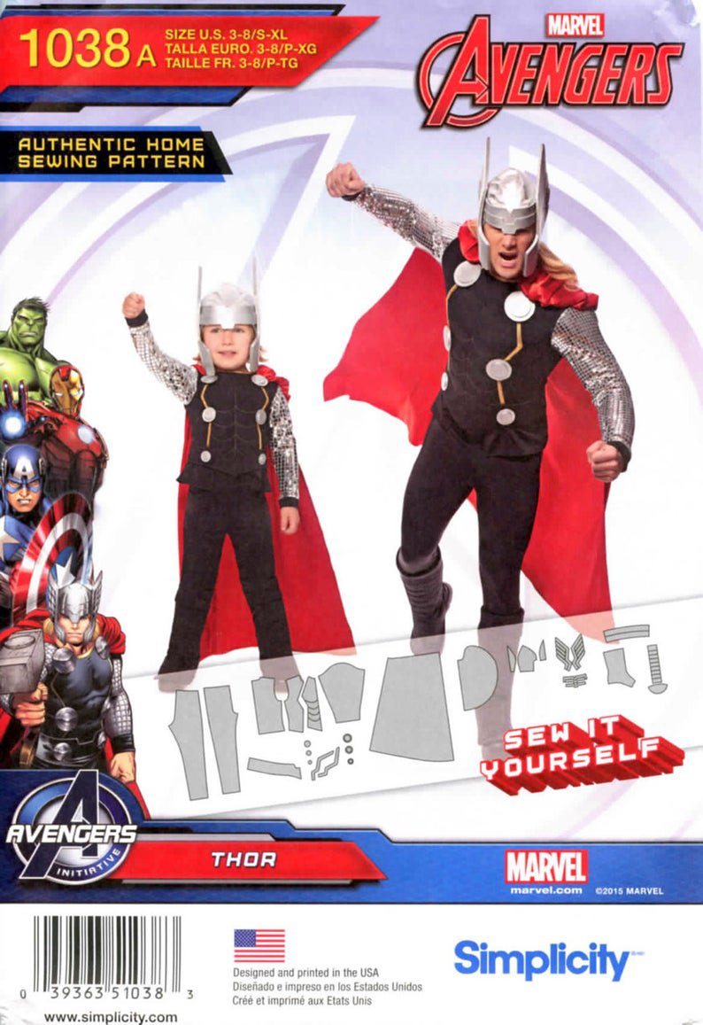SIMPLICITY 1030 COSTUME SEWING PATTERN FOR BOYS/MEN'S CAPTAIN AMERICA