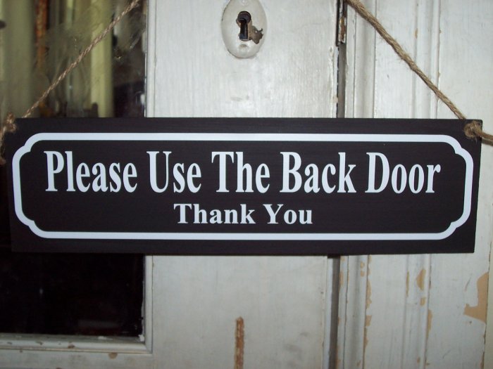 Please Use Back Door Wood Vinyl Sign - Home Decor Wreath