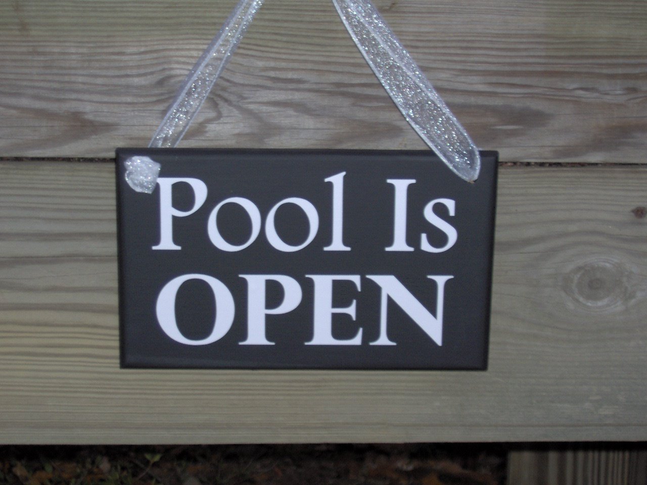 Pool Open Closed Wood Vinyl Sign Two Sided Home Garden Gate Plaque