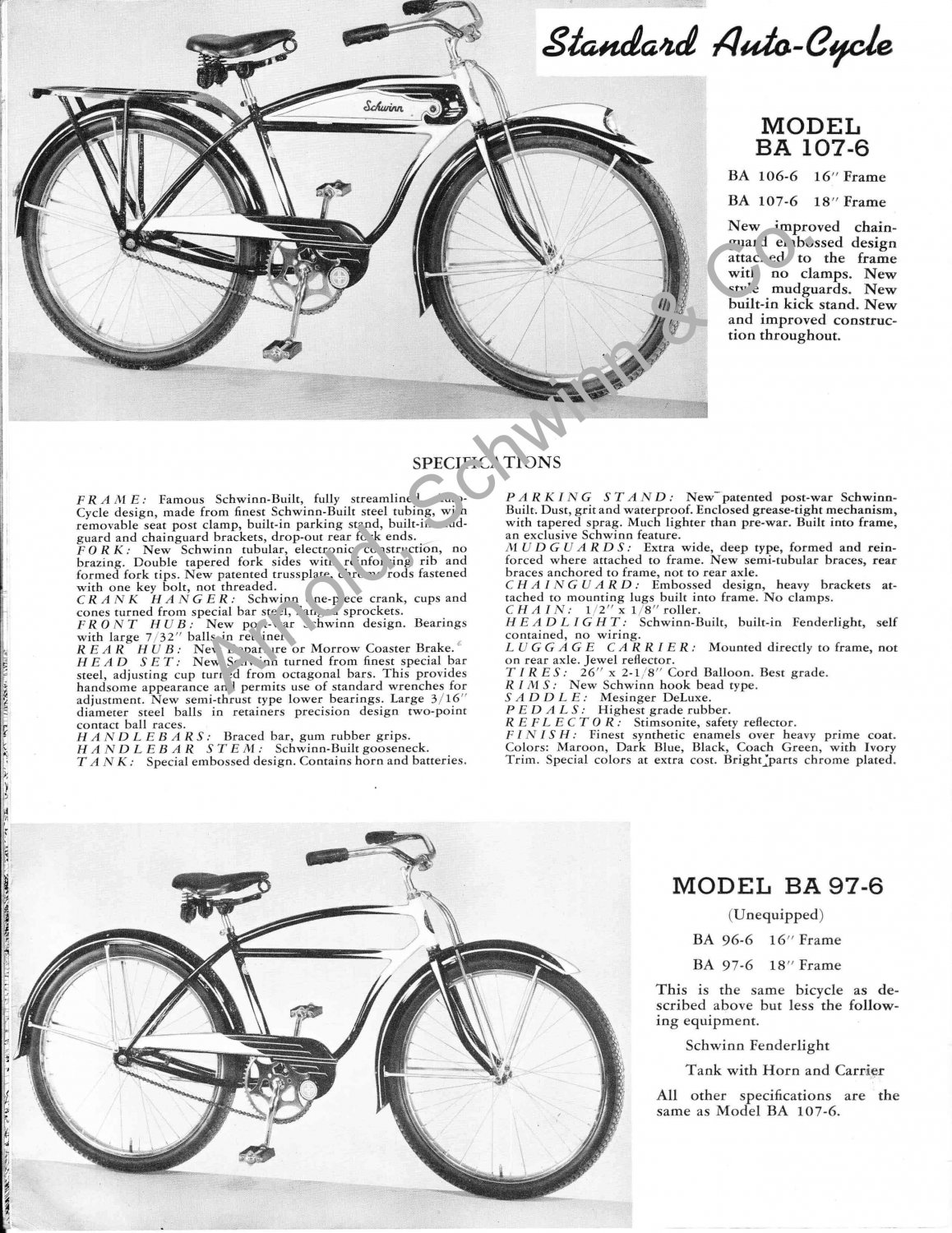 Rare 1946 Advance Information Post-War Schwinn Built Bicycles Arnold ...