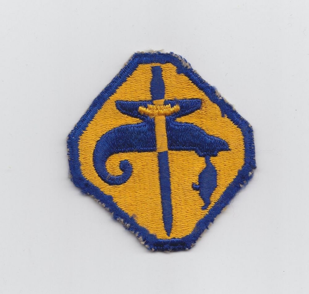 Vintage Military Unknown Sword Blue & Yellow Octagon Badge Patch