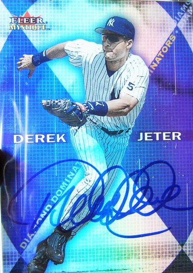 DEREK JETER HAND SIGNED BASEBALL CARD ++MINT 10++
