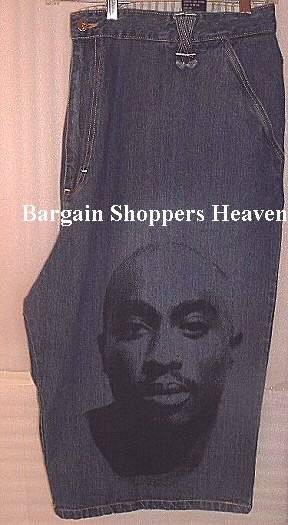 TuPac Shakur Long Baggy Short Jeans Size 52 Features a Huge Picture of ...