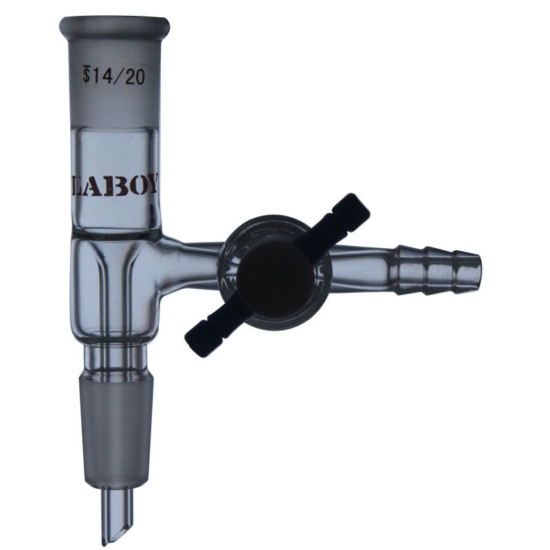 Inlet adapter with PTFE stopcock and 14/20 joints