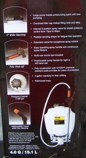 Stanley Backpack 4 Gal Weed 60 psi Sprayer