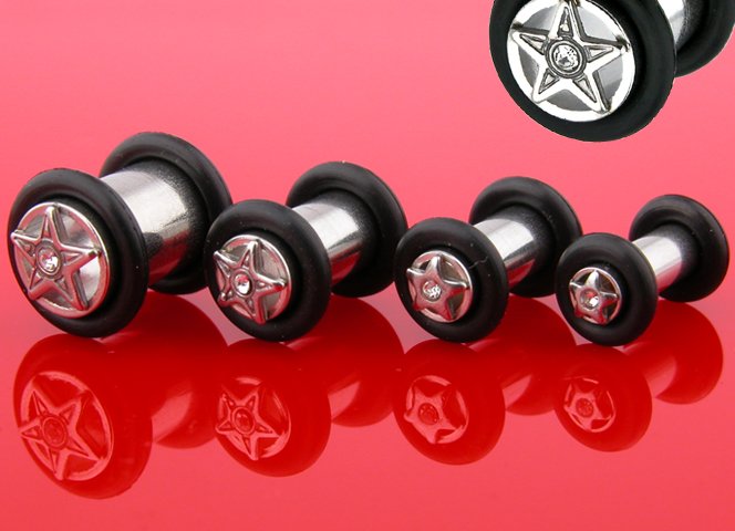 4g Single Flare Star Plug with Clear Gem