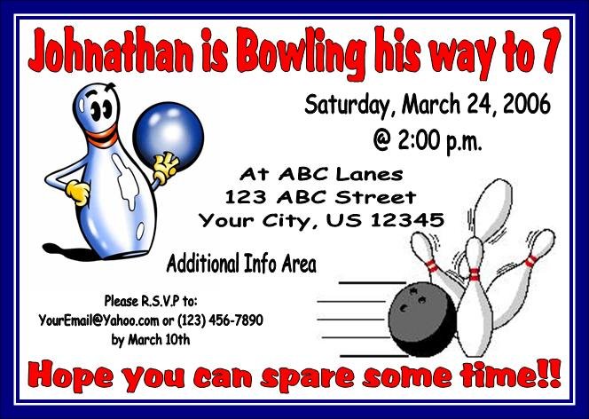 12 BOWLING Invitations Personalized Birthday Party Custom