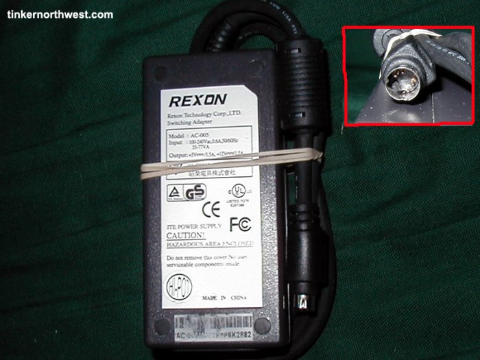 Rexon AC-005 AC Power Adapter 5 Pin DIN 12V/5V 1.5A