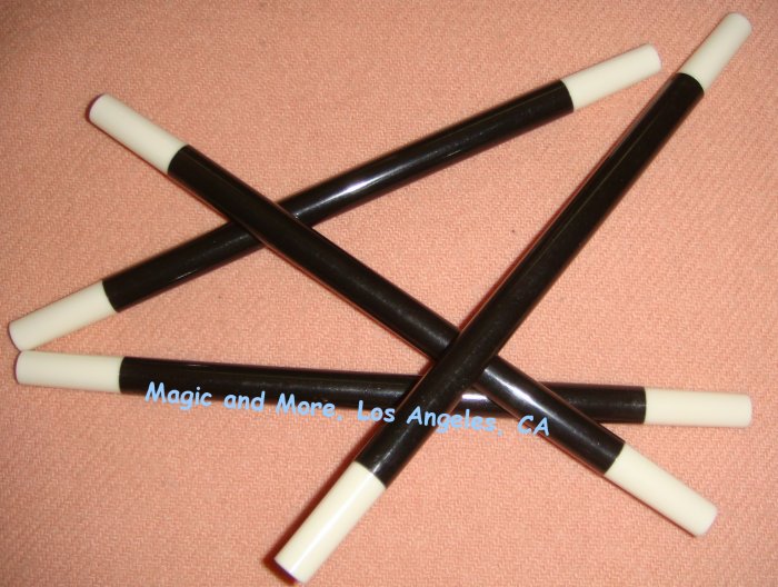 Magic Wand, 10" Plastic, Black with White Tips - one wand (1005)