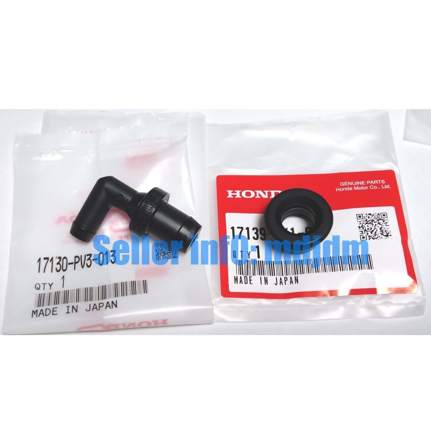Made in Japan by HONDA PCV Valve & Seat 17130-pv3-013, 17139-pk1-000 ...