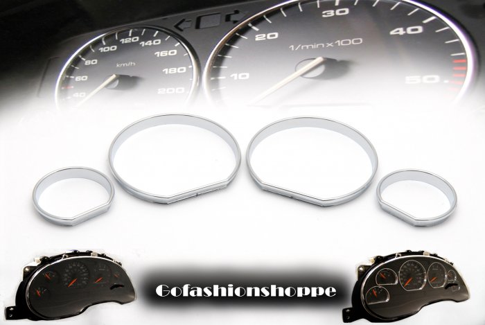 BMW E46 CHROME CLUSTER DASHBOARD GAUGE RING RINGS - DRC2