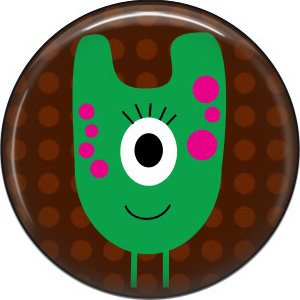 Not so Scary Green Monster on Brown Background, 1 Inch Pinback Button ...