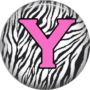 Pink Y on Zebra Print Background, 1 Inch Alphabet Initial Button Badge ...