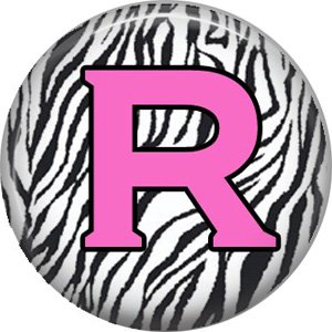 Pink R on Zebra Print Background, 1 Inch Alphabet Initial Button Badge ...