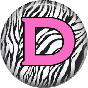 Pink D on Zebra Print Background, 1 Inch Alphabet Initial Button Badge ...