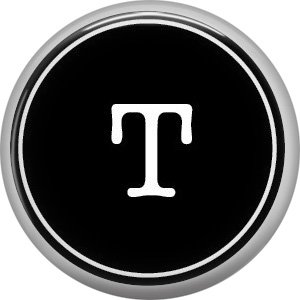 1 Inch Alphabet Letter T Button Badge Pin Resembling Vintage Typewriter ...