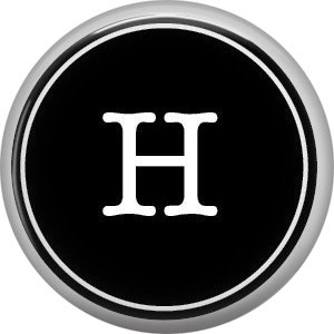 1 Inch Alphabet Letter H Button Badge Pin Resembling Vintage Typewriter ...