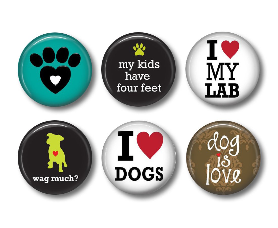 Set of 12 Dog is Love on 1 Inch Pinback Button Badge Pins - Set 3