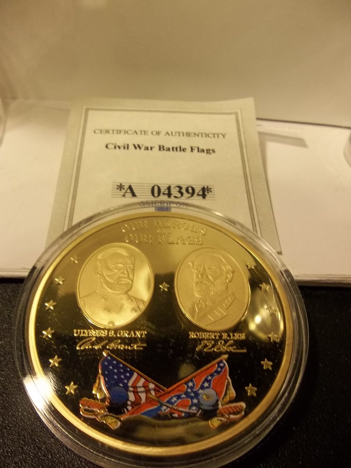 Proof 2013 Gold Civil War Coin of Our Heroes and our flags.