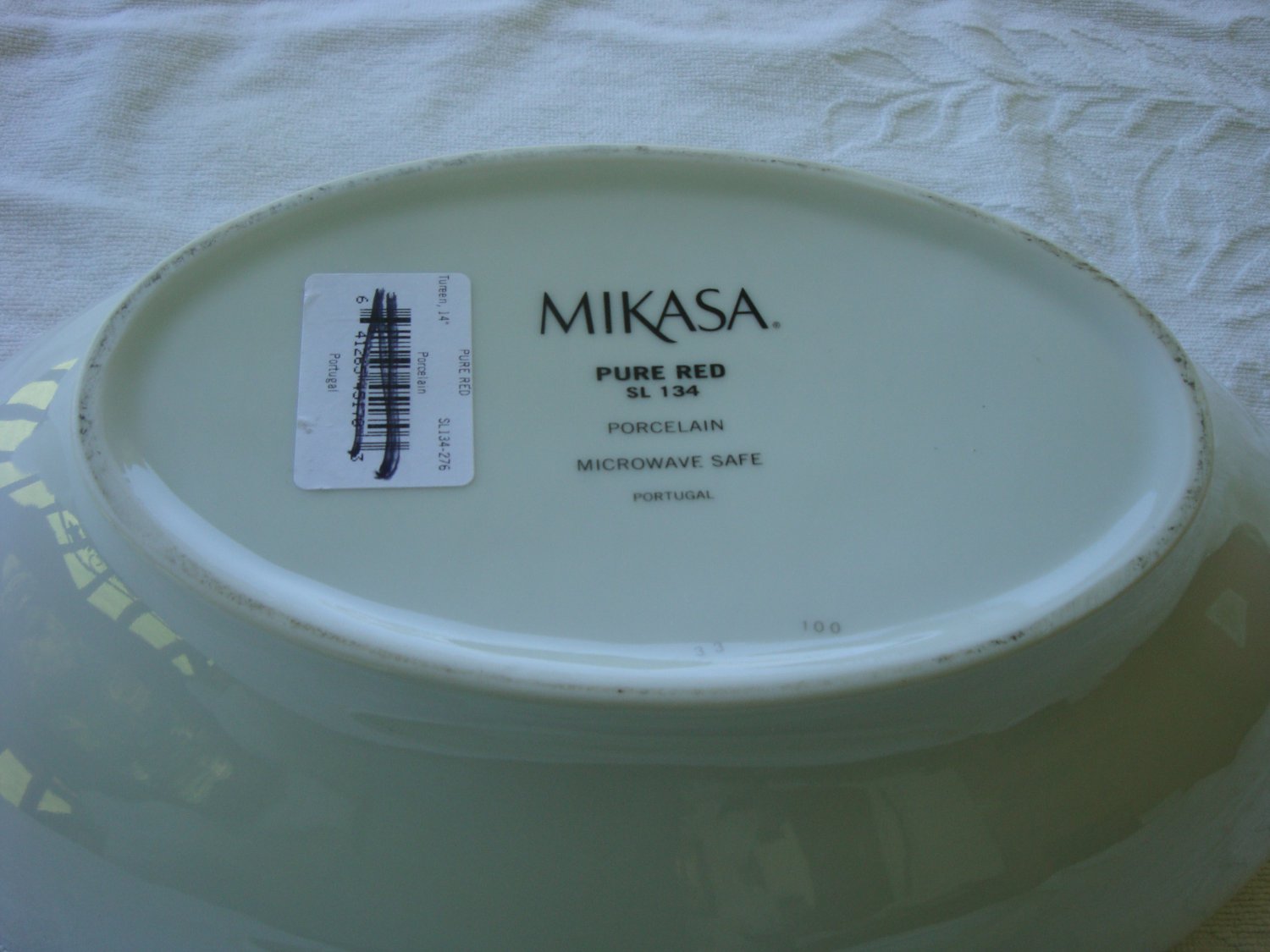 Scarce Mikasa Pure Red China 14 3/8" Oval Tureen With Lid Made in Portugal