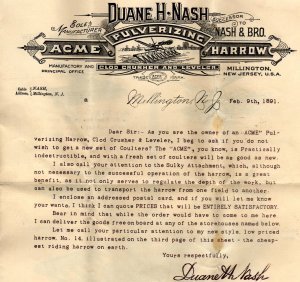 Acme Pulverizing Harrow Plow & Nash Farm Equipment Ads c.1891