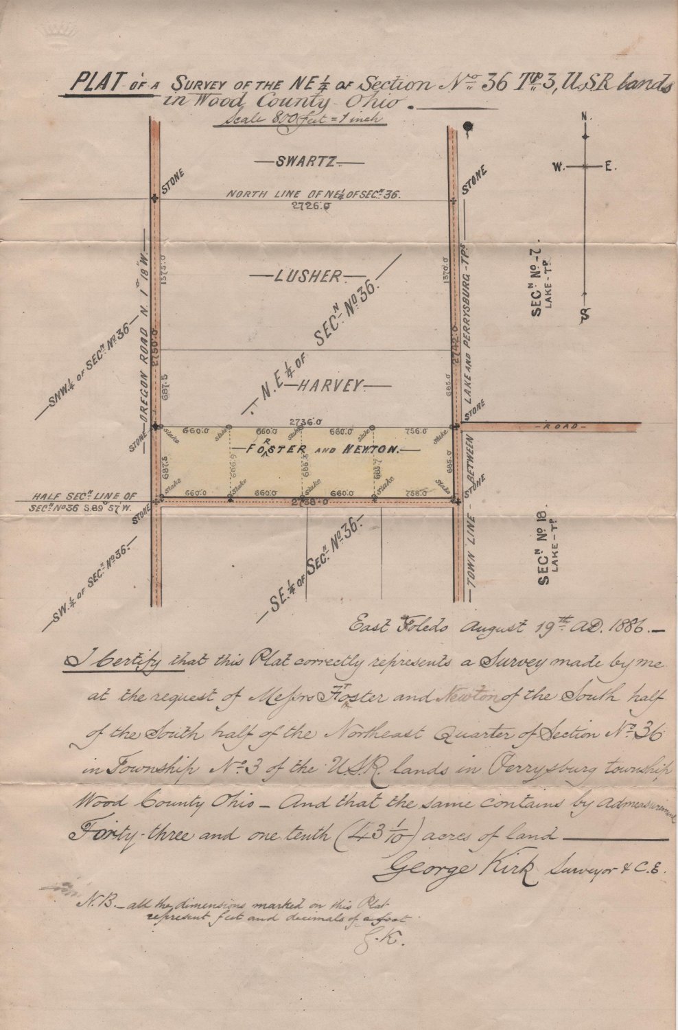 Plat Map, Survey & Deeds, Sec. No. 36, Town No. 3, Perrysburg Twp, Wood ...