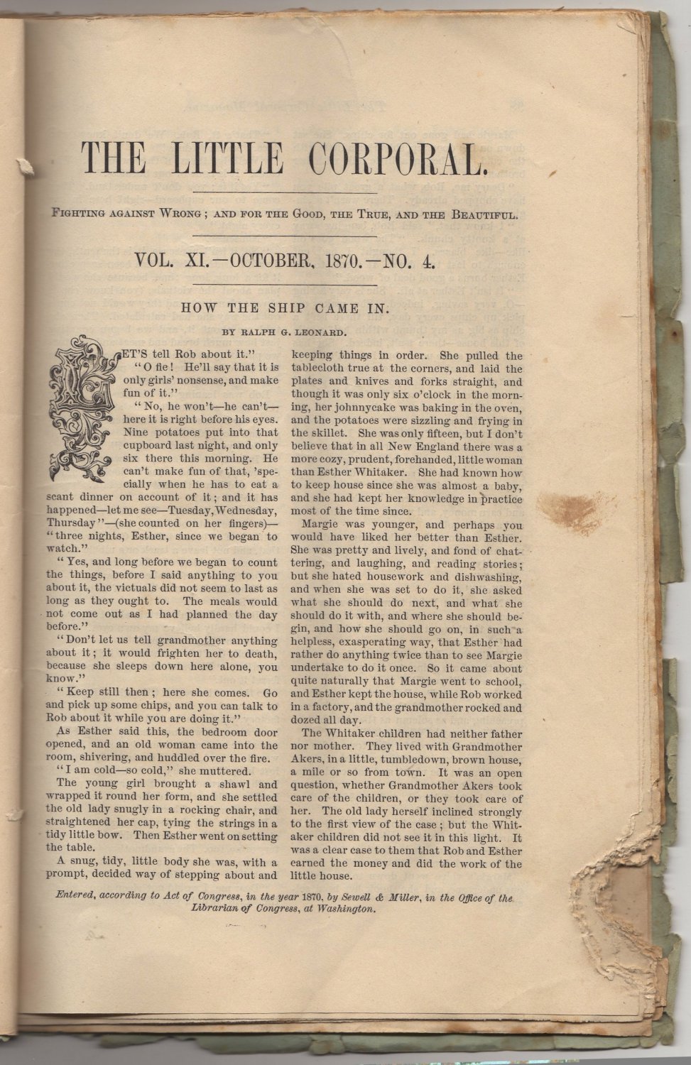 The Little Corporal, Children's Magazine, Sewell & Miller, Publishers ...