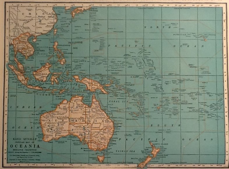 Map of Oceania, Islands of The Pacific, Rand McNally, Collier's World ...