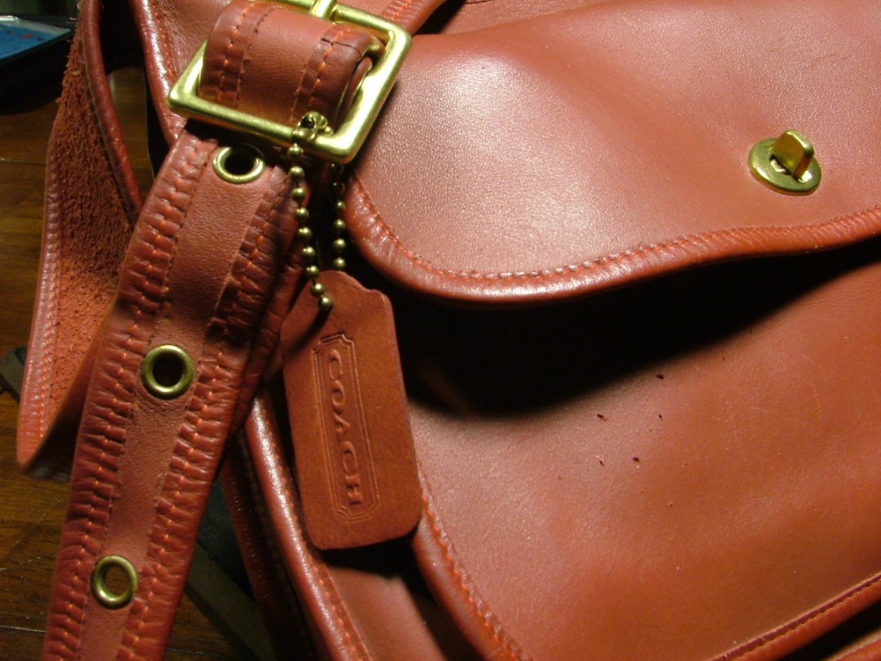 Vintage Coach Rambler Bag, Large Red Leather Purse