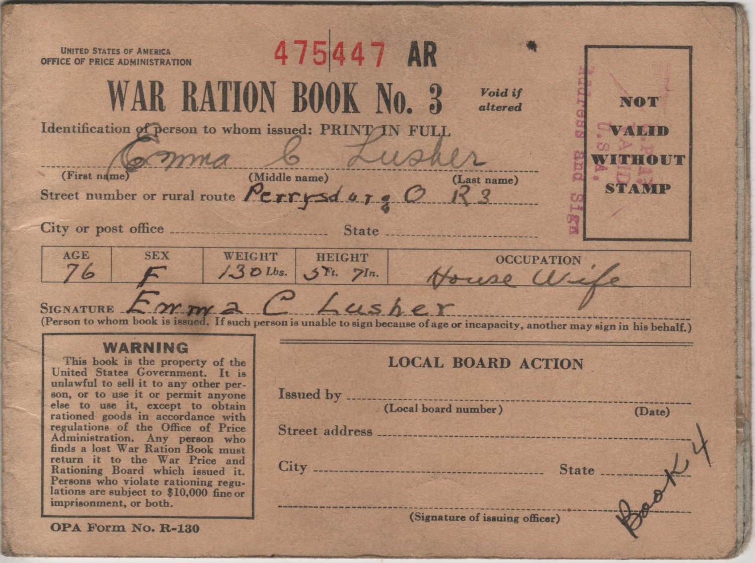 WWII Era USA Ration Books with Stamps c.1943