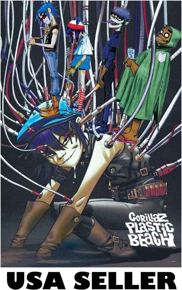 Gorillaz Plastic Beach great POSTER 23.5 x 34 colorful matte Gorrillaz