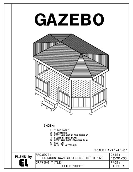 Octagon 8-sided Oblong gazebo building plans blueprints 10' x 16' do it ...