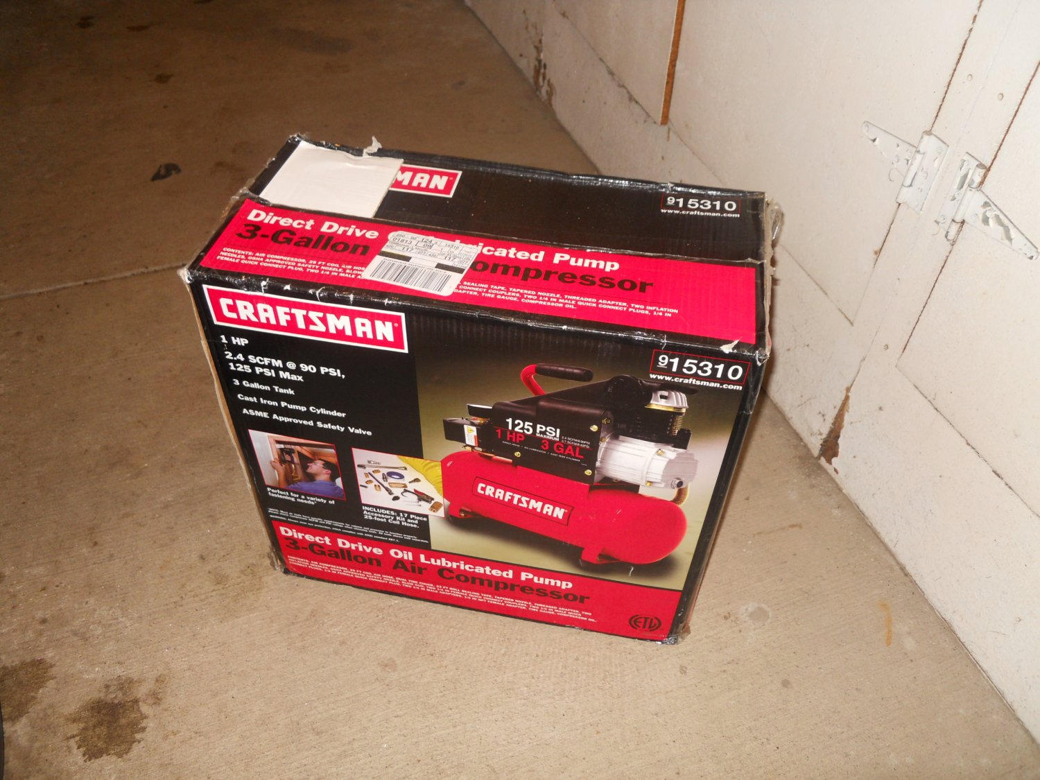 Craftsman 3 gal. Air Compressor, 1 hp, Horizontal Tank 915310