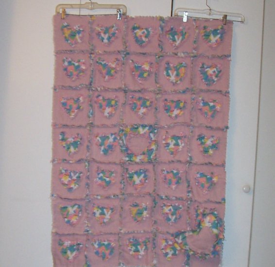 Child's Rag Quilt with Heart Motif