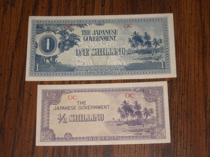 Japanese Shilling note half and one Vintage Money