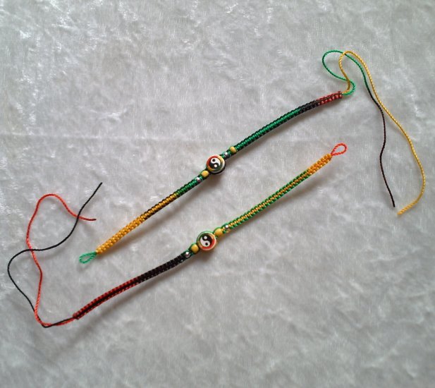 HANDMADE PERUVIAN BEADED FRIENDSHIP BRACELET ~Rasta Multi-colored with ...